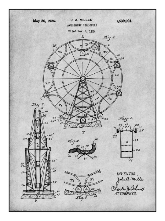 1924 Ferris Wheel Patent Print - Studio21Graphix - Digital Art & AI ...