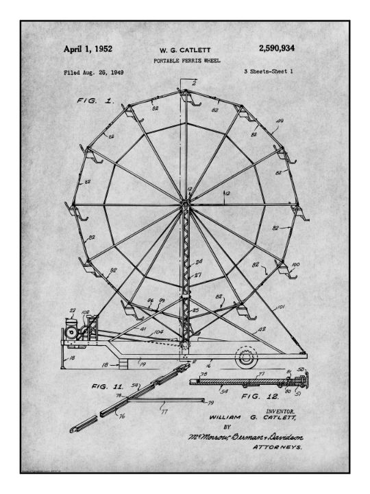 1949 Portable Ferris Wheel Patent - Studio21Graphix - Digital Art & AI ...
