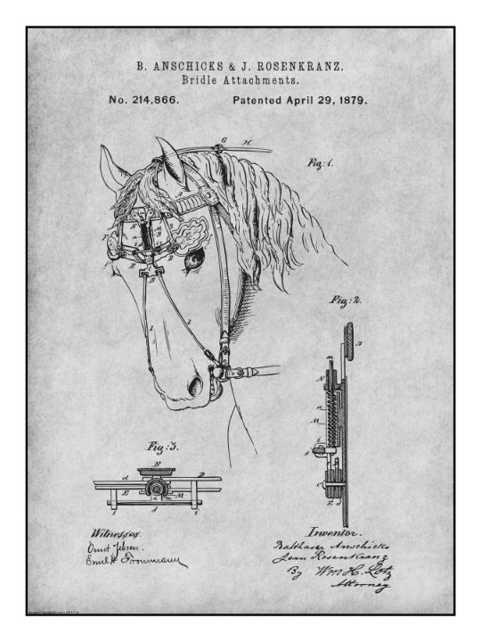1879 Horse Bridle Attachments Patent - Studio21Graphix - Digital Art ...