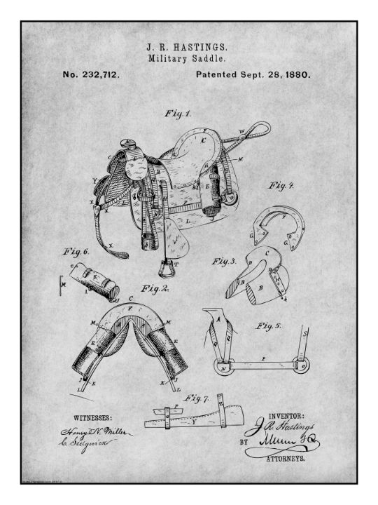 1880 Military Saddle Patent Print - Studio21Graphix - Digital Art & AI ...