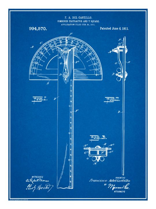 1911 Combined Protractor & T Square - Studio21Graphix - Digital Art ...