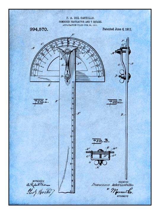 1911 Combined Protractor & T Square - Studio21Graphix - Digital Art ...