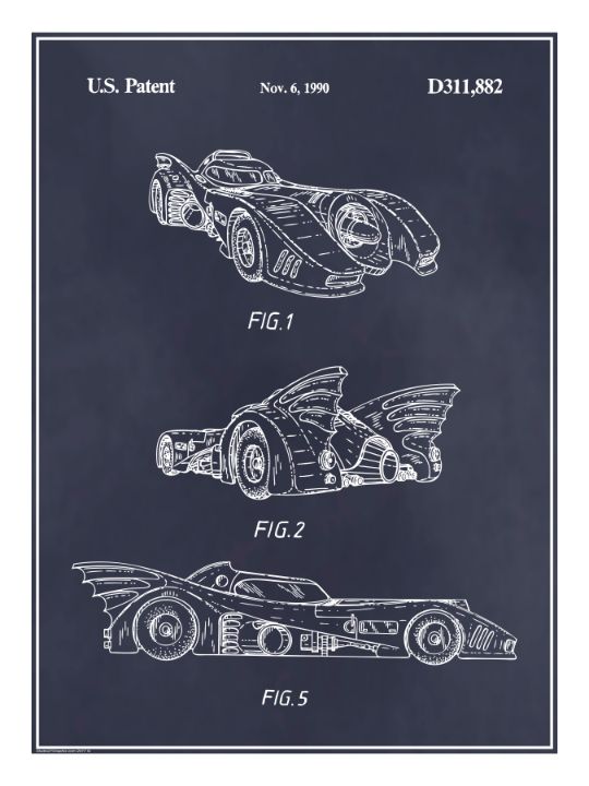 Batman Batmobile Patent Print - Studio21Graphix - Digital Art & AI ...