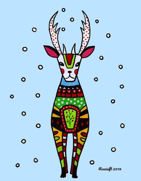 Folk Style Reindeer - Roxie Colors - Drawings & Illustration, Animals ...