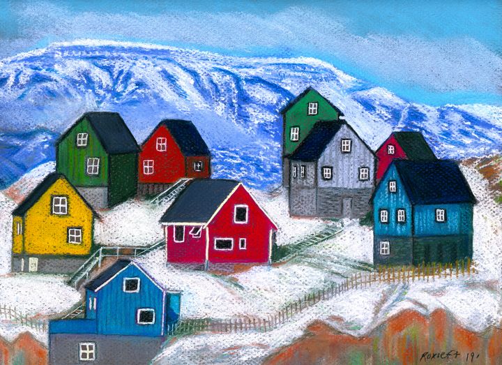 Houses in the Snow - Roxie Colors - Paintings & Prints, Landscapes ...