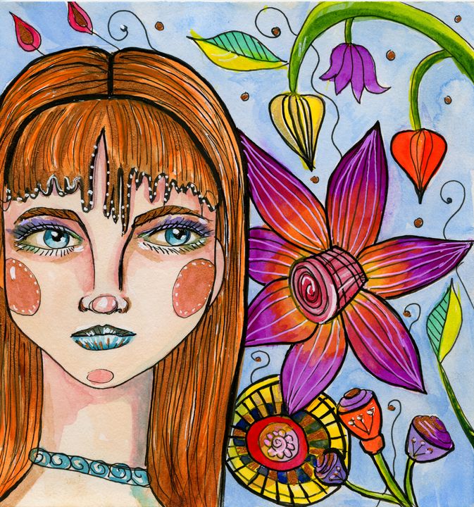 Quirky Girl - Roxie Colors - Paintings & Prints, People & Figures ...