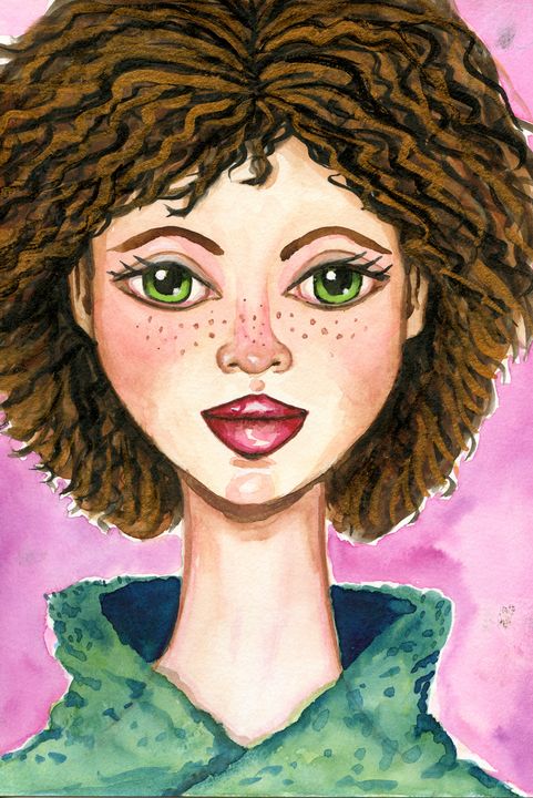 Girl with Green Eyes - Roxie Colors - Paintings & Prints, People ...