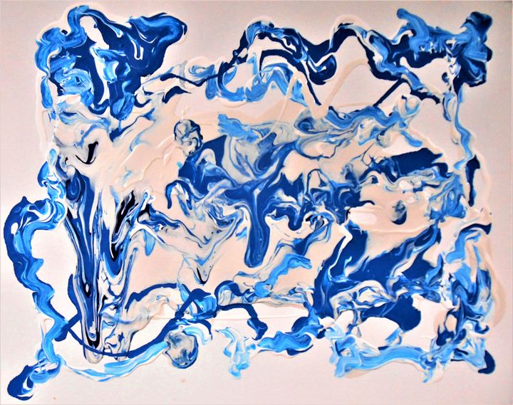 Blue Fluid Abstract - Andrew Armas Collection - Paintings & Prints ...