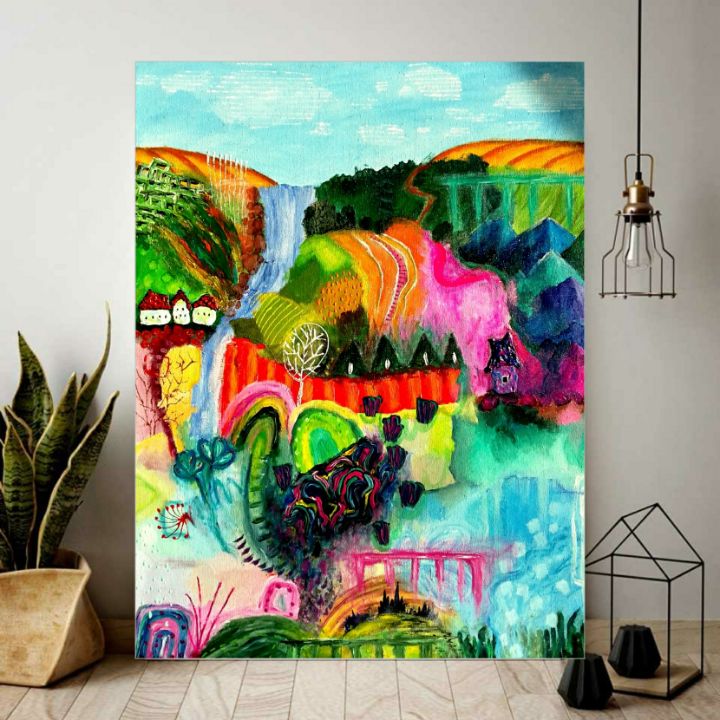 Bright painting colorful wall art - LiftYourMood - Paintings & Prints ...
