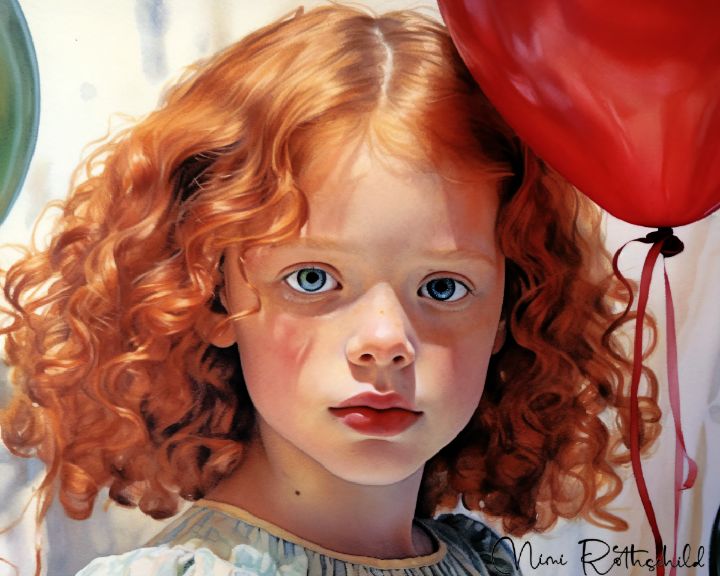 Red Balloon - Mimi Rothschild Studios - Paintings & Prints, People ...