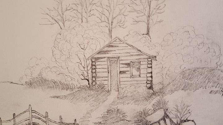 old Cabin in the wood - blues' arcylic paintings - Drawings ...