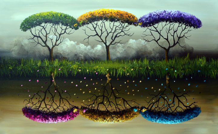 Trees, reflection, stormy day - Nexus Grand Gallery - Paintings ...