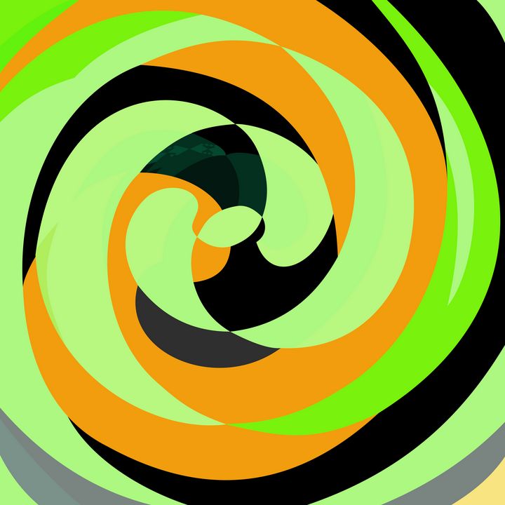 Abstract Spirals Green/Orange - Mindful Canvas AI - Digital Art & AI, Abstract, Geometric - ArtPal