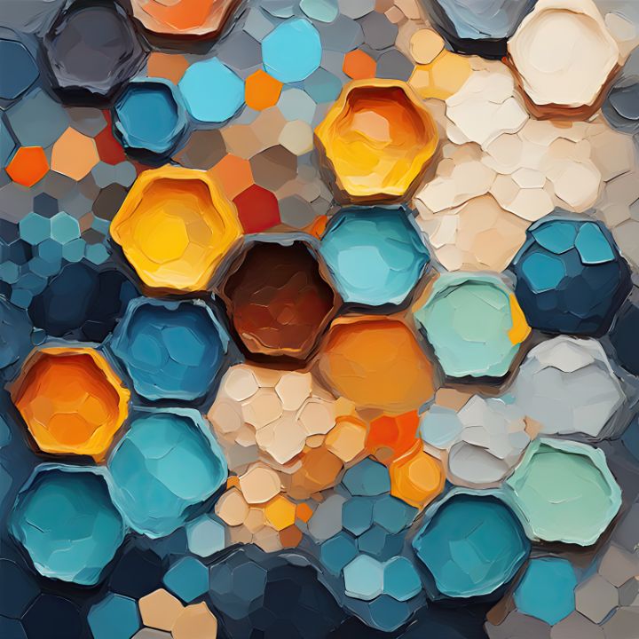 Hexagon Impressions - Mindful Canvas AI - Digital Art & AI, Abstract ...