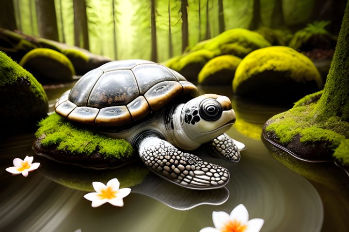 Tommy the Turtle (AI) - Mindful Canvas AI - Digital Art, Animals, Birds ...