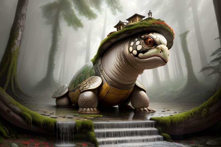 The Wise and Ancient Turtle (AI) - Mindful Canvas AI - Digital Art ...