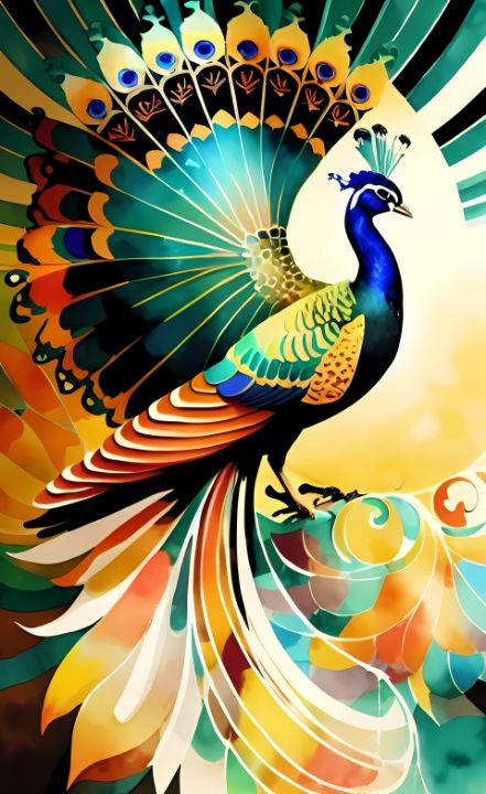 Morning Peacock - NanaB-Art - Digital Art & AI, Animals, Birds, & Fish ...
