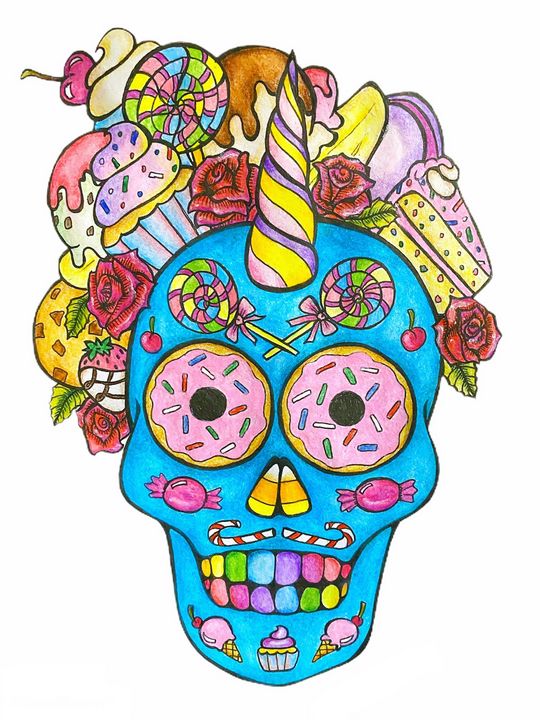 Sugar Skull - Pamela J Barber - Drawings & Illustration, Fantasy ...