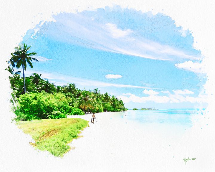Maldives,beautiful beach - Angelo - Drawings & Illustration, Landscapes ...