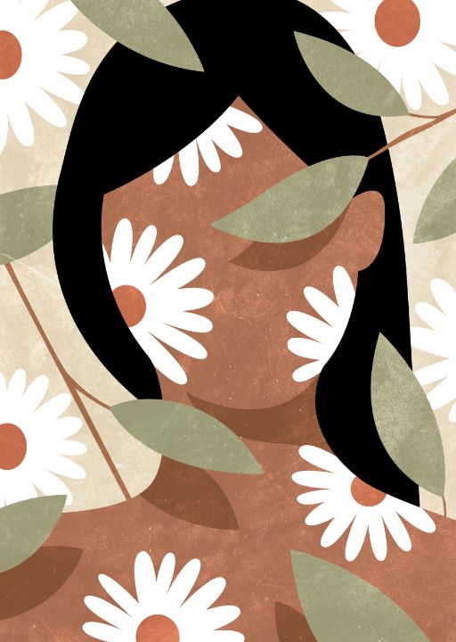 Vintage Flower Poster Daisies Woman - Cool Posters For All - Drawings ...