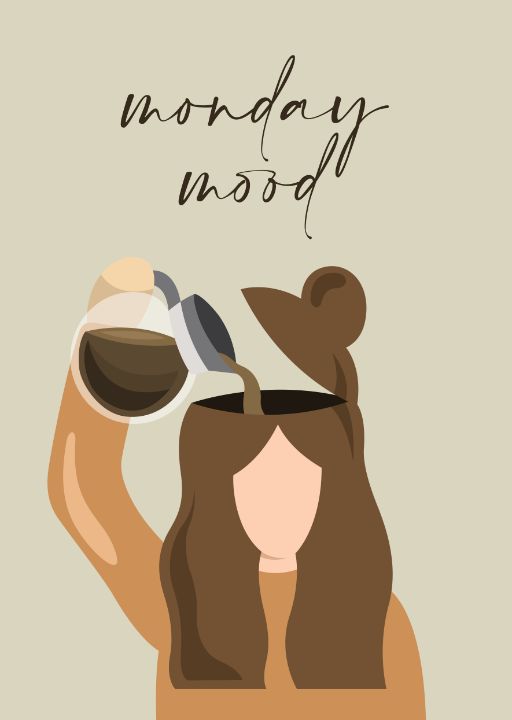 Coffee Poster Minimalist Monday Mood - Cool Posters For All - Drawings ...