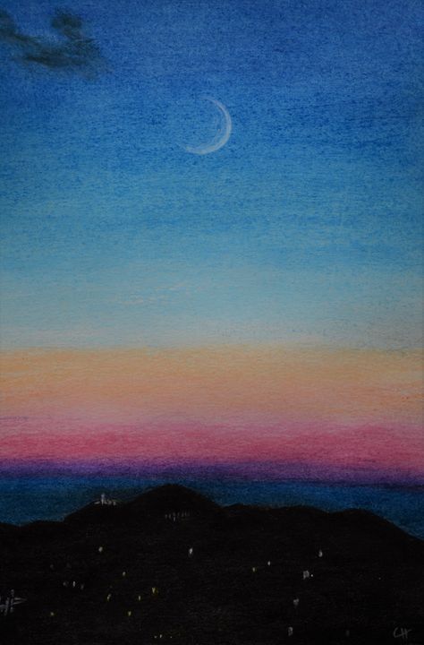 View from the window. Sunset. - Nataliya Samoylova - Drawings ...