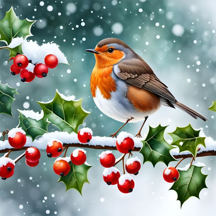 Winter-Robin-Bird - ArtsVentures - Drawings & Illustration, Animals ...