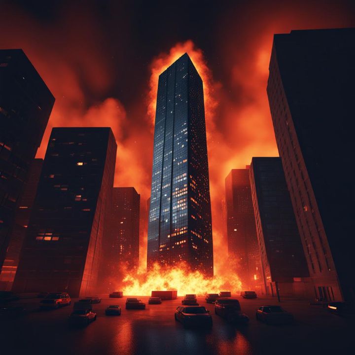 Skyscraper on Fire - Artistic Vision - Paintings & Prints, Buildings ...