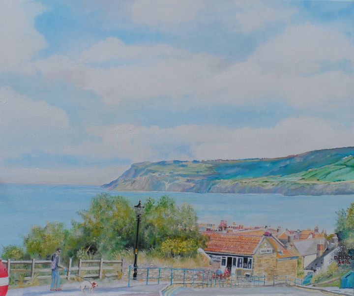 Robinhoods Bay looking to Ravenscar. - DAVID A ROE - Paintings & Prints ...