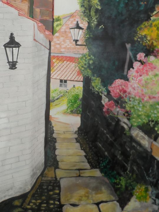 THE WHITE WALL. Robinhoods Bay. - DAVID A ROE - Paintings & Prints ...