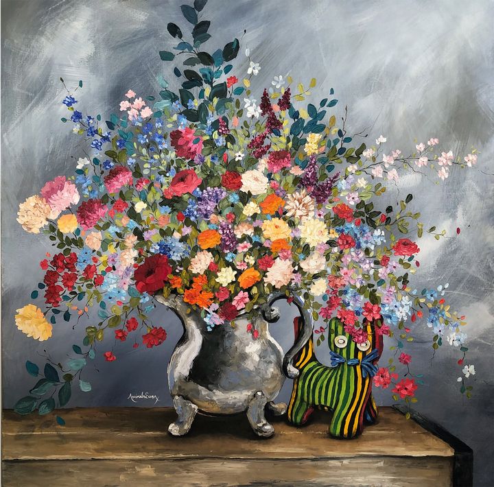 The cat and the vase. - Adriana Sosa - Paintings & Prints, Still Life ...