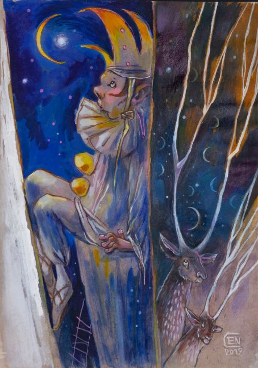 Moon Clown - Pepper Gallery - Drawings & Illustration, People & Figures ...