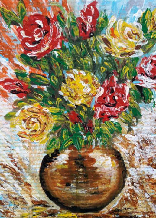 Textured roses - Art is Magic - Paintings & Prints, Flowers, Plants ...