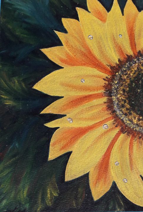 Dew drops on sunflower - Art is Magic - Paintings & Prints, Flowers, Plants, & Trees, Flowers ...