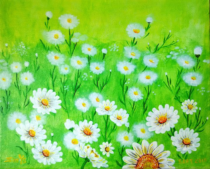 WHITE DAISY - YS Gallery - Paintings & Prints, Flowers, Plants, & Trees ...