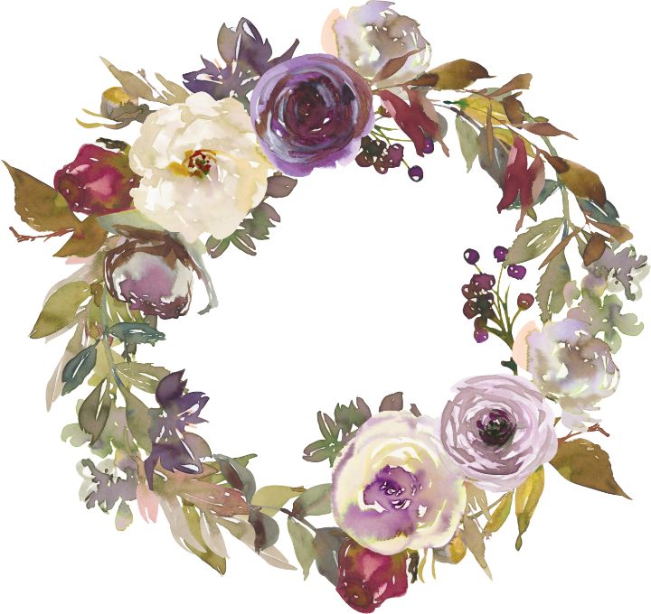 Bright green leaves and red flowers - Watercolor clipart - Drawings ...