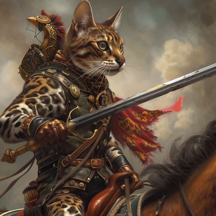 Bengal cat in armor on a horse - Andron AI - Digital Art & AI, Animals ...