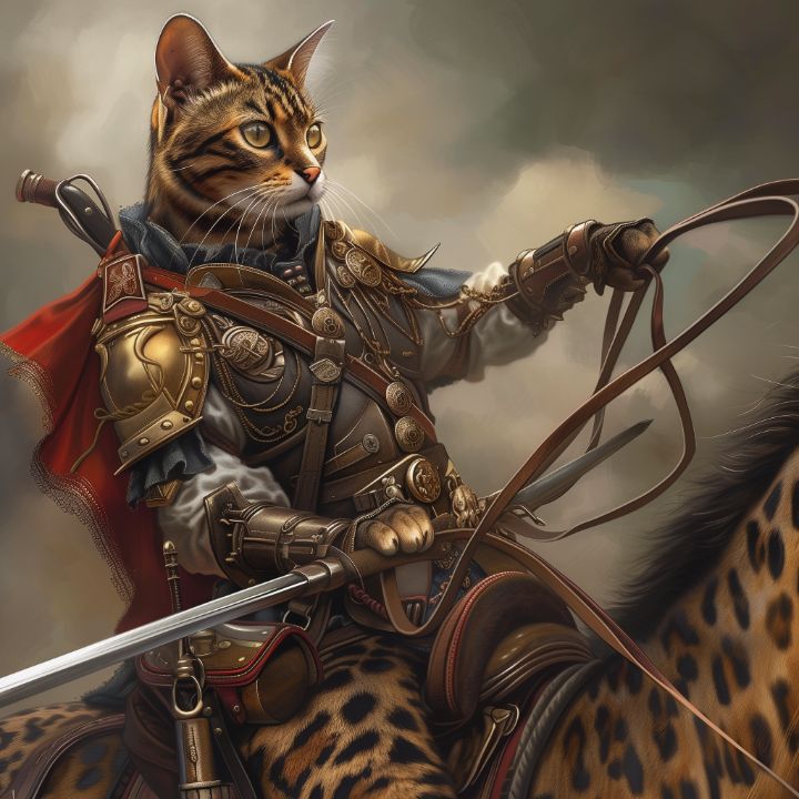 Bengal cat in armor on a horse - Andron AI - Digital Art & AI, Animals ...