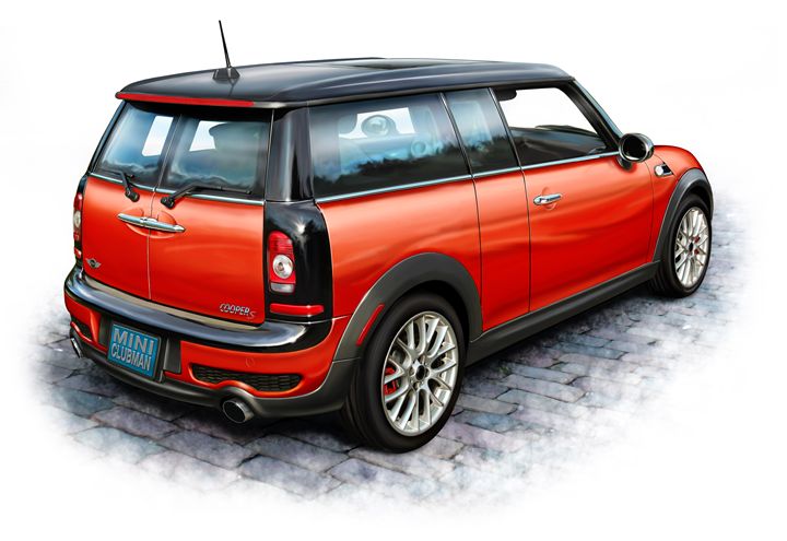Mini Cooper Clubman red - David F Kyte - Paintings & Prints, Vehicles ...