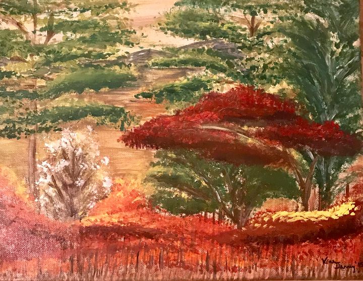 Tree in red - Blue Oakley Art - Paintings & Prints, Flowers, Plants ...