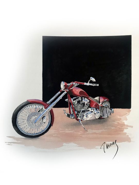 Harley Davidson Chopper - Watercolour Classics - Paintings & Prints ...
