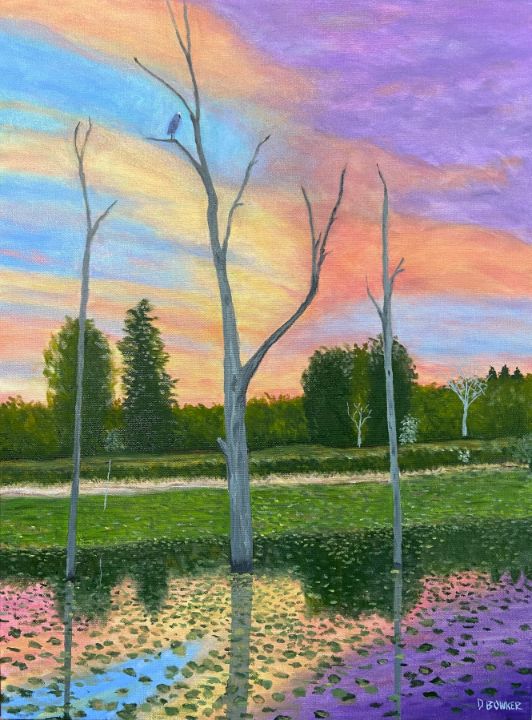 Heron’s Vigil - David Bowker - Paintings & Prints, Landscapes & Nature ...