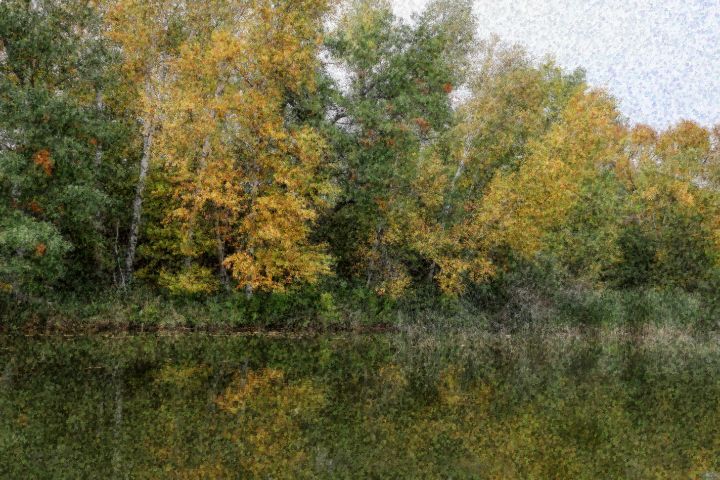 Autumn Shore 2413 Pointillism - jilljj - Paintings & Prints, Landscapes ...