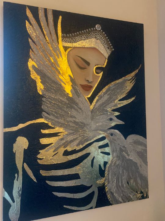 Woman with Birds - Bita’s gallery - Drawings & Illustration, People ...