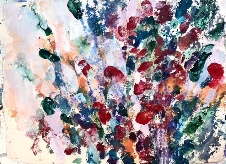 Blues in Red - David Sears - Paintings & Prints, Abstract, Color - ArtPal