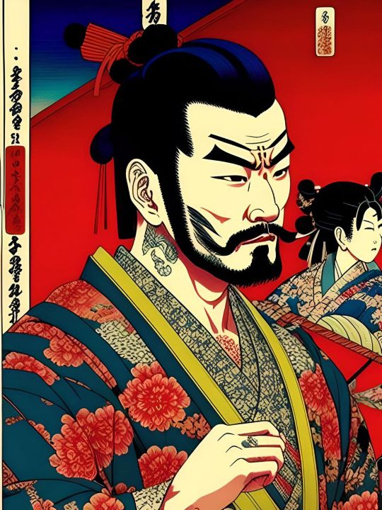 Crimson Shadows: Ukiyo-e Portrait - Gokudo Boutique - Paintings ...