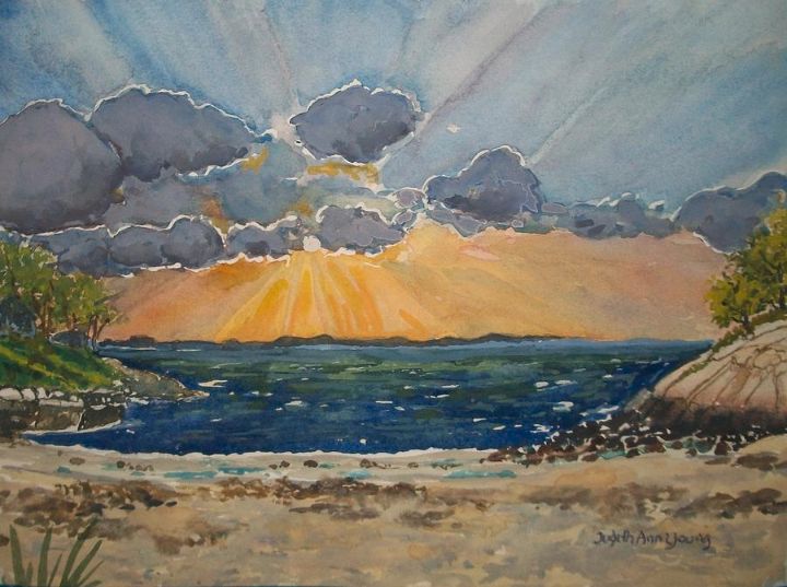 Plum Cove Sunset 1 - Judith Young - Paintings & Prints, Landscapes ...