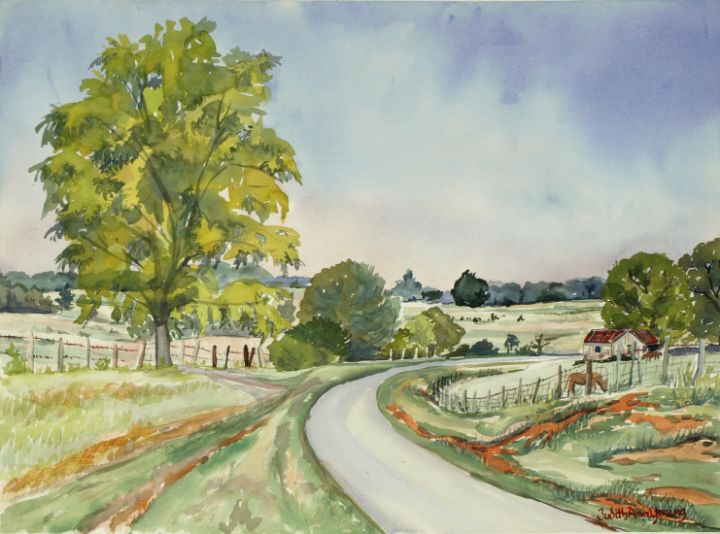 Bush Farm With Cabin - Judith Young - Paintings & Prints, Landscapes ...