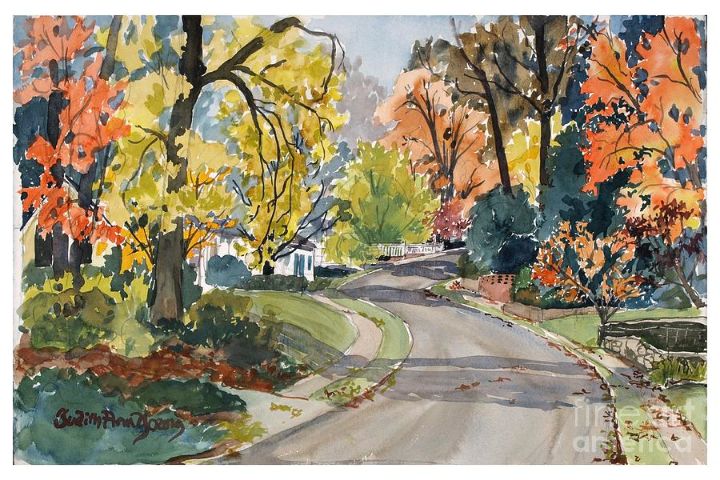 Fall Leaves on Vista Circle - Judith Young - Paintings & Prints ...