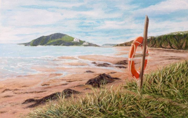 View of Burgh Island from Bantham - Jim Griffith - Paintings & Prints ...